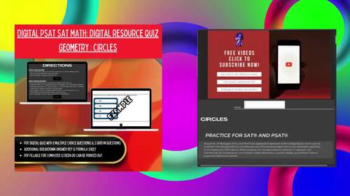 Digital SAT Prep MATH (DSAT) Test Worksheet Geometry Circles | TPT
