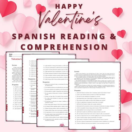 Lectura Día de San Valentin | Valentine's Day Reading Comprehension in ...