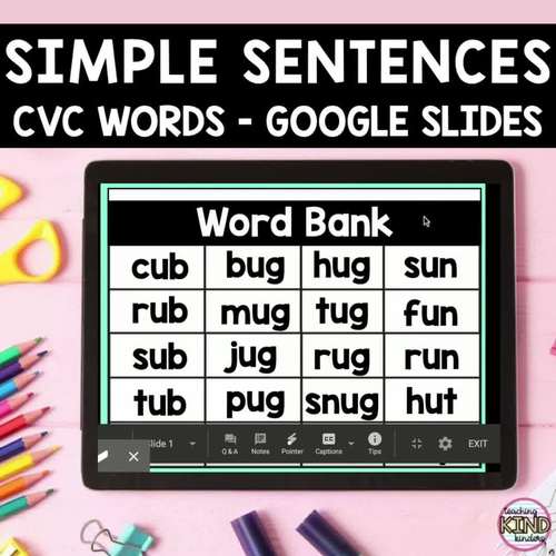 READING Simple Sentences CVC WORD FAMILY SHORT VOWELS Kindergarten ...