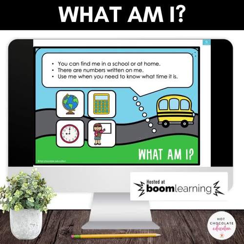 Back To School : What am I? ESL Vocabulary Guessing Game BOOM CARDS™