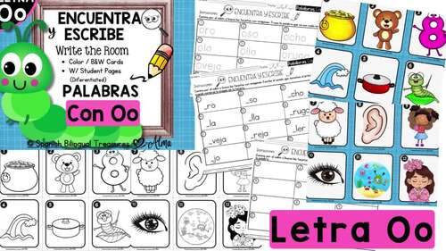 Spanish Write the Room Letter Oo | Bilingual Kindergarten Literacy Center