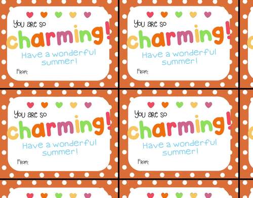 Charm Bracelet (Wristbands) End of Year Gift Tag- You're so charming ...