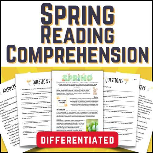 Spring Reading Comprehension Differentiated | Spring Break | TPT