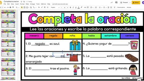 Centros de Oraciones Digital Sentences Centers in Spanish | TPT