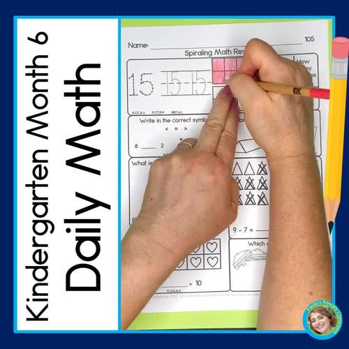 Kindergarten Daily Math Spiral Review | Morning Work | Warm Up Month 6