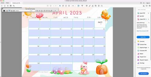 Editable 2023 April Monthly Calendar: Fillable with Acrobat Reader