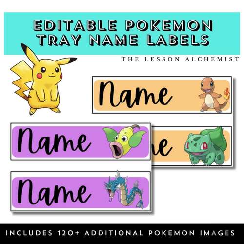 Editable Pokémon Tray Name Labels by The Lesson Alchemist | TPT