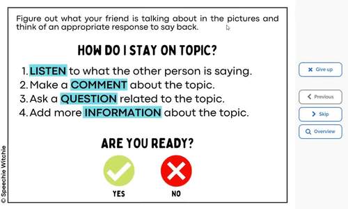 Staying On Topic Conversation Maintenance Skills for Speech Therapy ...