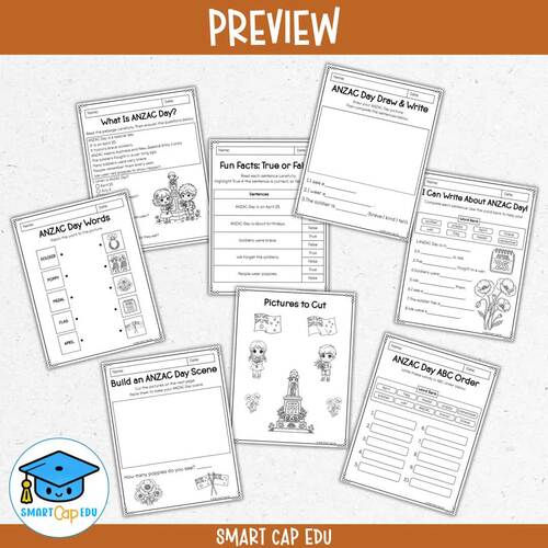 ANZAC Day Reading, Writing and Vocabulary Activities | Kindergarten 1st ...