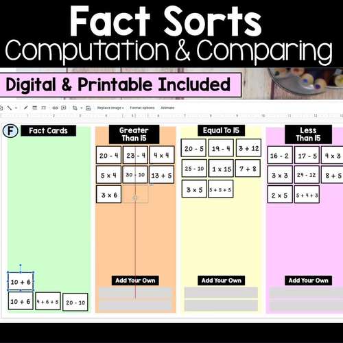 Math Fact Sorts Computation and Comparing by Heather Johnson 33 | TpT