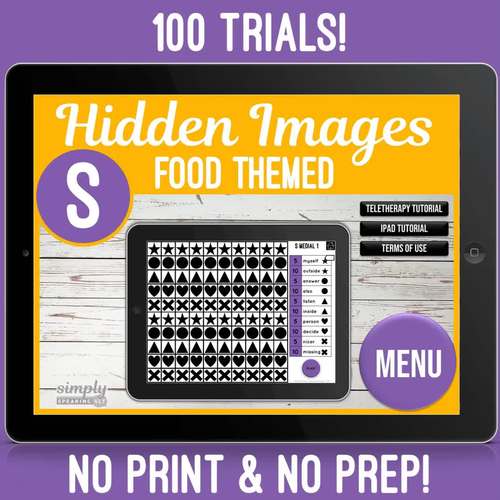 Food Themed 100 Trials No Print Symbol Hidden Images Games for Speech ...
