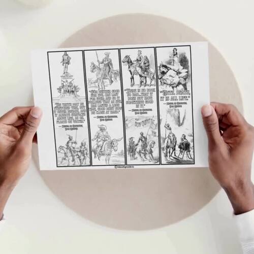 Don Quixote Coloring Bookmarks Cervantes Quotes Novel Review Activity ...
