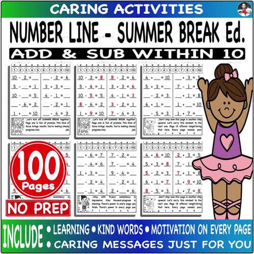Adding and subtracting within 10 on a number line worksheet - Summer ...
