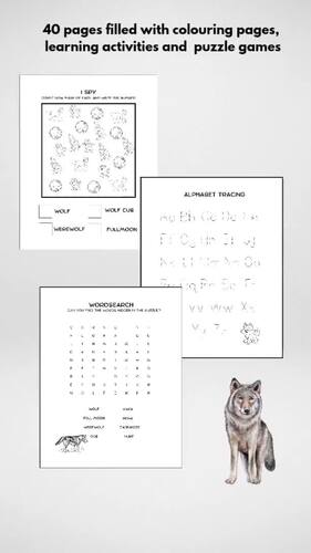 Wolf Activities for Kids, Wolves Coloring Pages, Puzzle Games, Learning ...