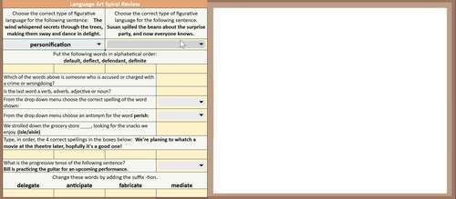 NO PREP - Spiral Language Art Review for 4th/5th Grades - Fox | TPT