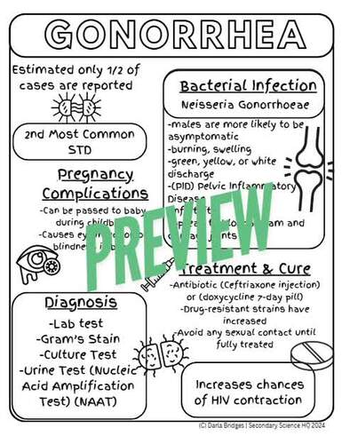 Gonorrhea Doodle Notes | Health | FACS by Secondary Science HQ | TPT