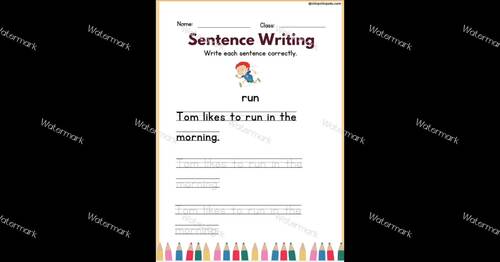 Action verbs handwriting sentence practice with picture | TPT