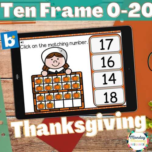 Thanksgiving Pilgrim Counting Tens Frames 0-20 - Kindergarten Math Boom ...