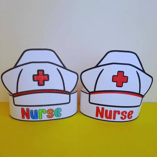 Labor Day Hat Craft, Community Helpers Hats, Nurse Crown Coloring Pages