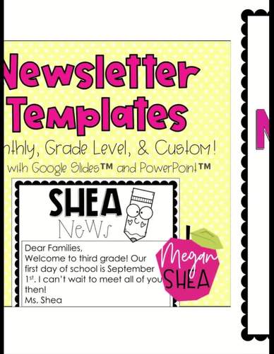 Editable Newsletter Template for Google Slides or PowerPoint by Megan Shea
