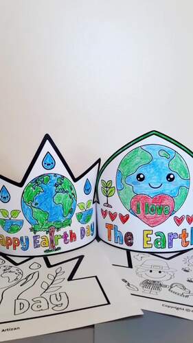 Earth Day Crown Craft, Earth Day Hat Headbands Coloring Pages April ...