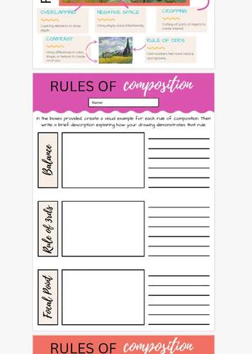 Rules of Composition – Visual Arts Worksheet Pack | Middle & High School