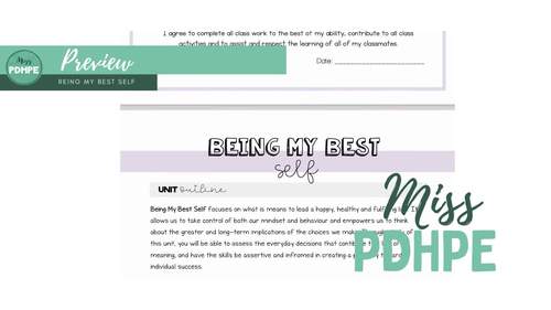 PDHPE Stage 5 Unit - Being My Best Self by Miss PDHPE | TPT