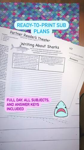 Shark Week Activities 5th Grade Emergency Sub Plans Math, English, Science