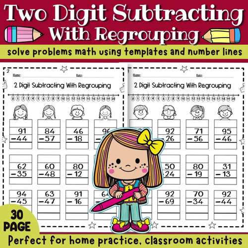 Two Digit Subtraction With Regrouping Worksheet, Solve Math Problems ...