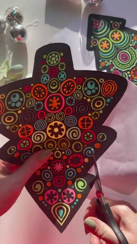 Mosaic Christmas Trees Coloring Pages - Winter Art Activity | TPT