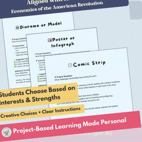 HSS 5.6.4 PBL Choice Board- American Revolution Economics | TPT