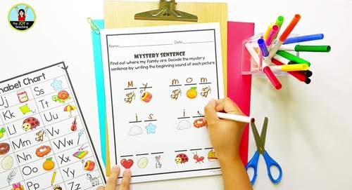 Kindergarten CVC Sentence Worksheet by The Joy in Teaching | TPT