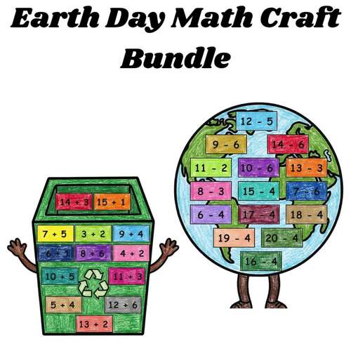 Earth Day Math Craft Bundle Cut and Paste Activities K-3 Addition ...