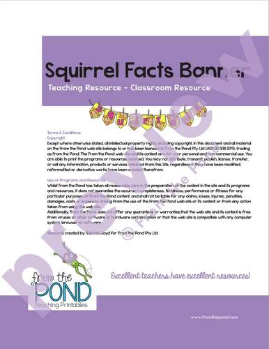 Squirrel Banner Activity for Informational Writing by From the Pond