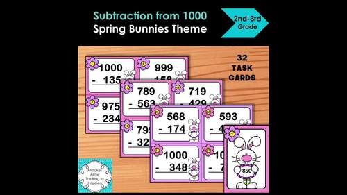 Subtraction within 1000 Spring Bunnies Theme | TPT