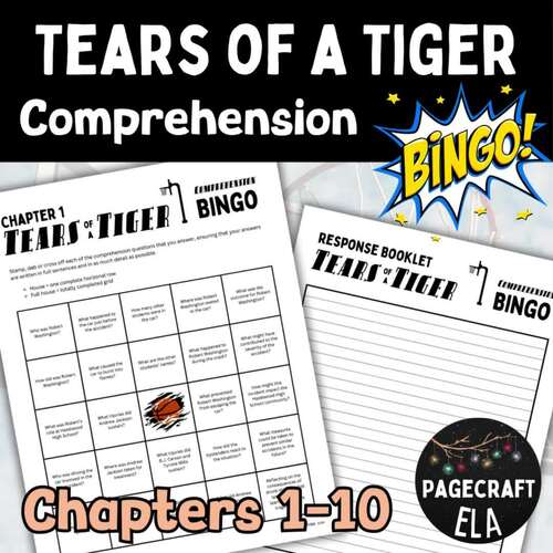 Tears of a Tiger Comprehension Bingo Cards to Support Novel Study | Ch 1-10