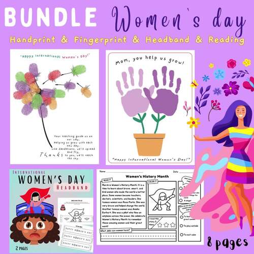 Bundle:International women's day Handprint craft activity, women ...