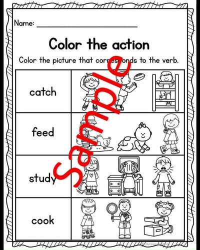 Verbs Printable Practice Pages by EduCraze Creations | TPT