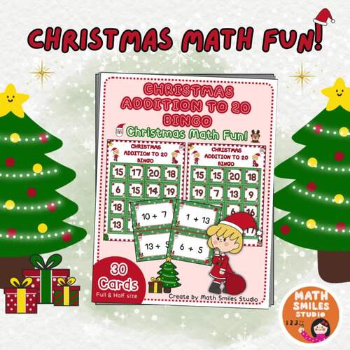 Christmas Addition to 20 Bingo: Santa Edition | Holiday Math Game 1st ...