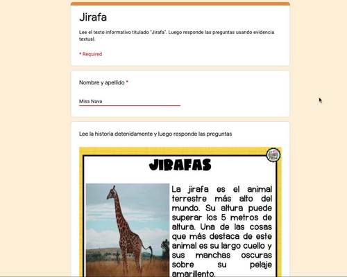 Spanish Reading Comprehension Set 2 - Google Slides & Quiz Forms