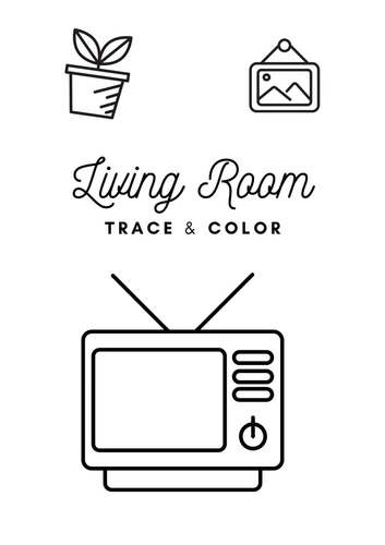 Living Room (Trace and Color) by Mazic Worksheet | TPT
