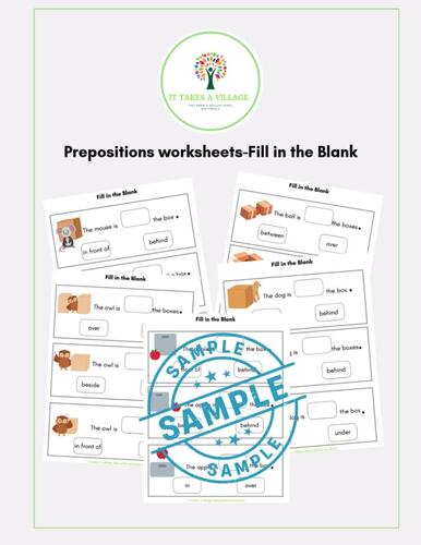 Prepositions Worksheets BUNDLE -Fill in the Blank (35 worksheets)