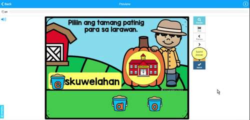 20 FILIPINO LANGUAGE VOWELS A, E,I, O and U BOOM Cards™ by Mrs Graders