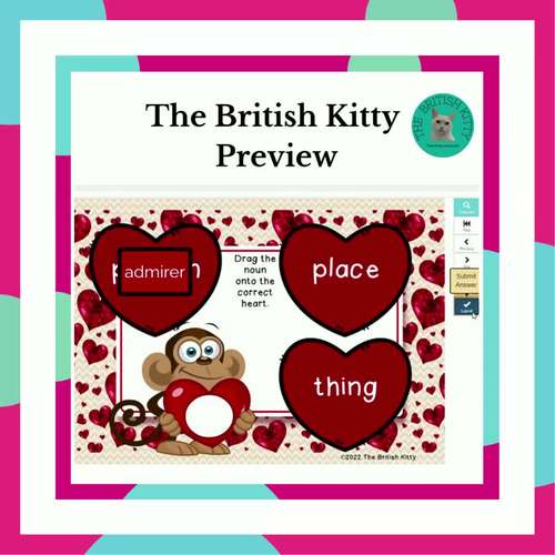 Valentine's Day Monkey Grammar & Vocab Bundle 2nd & 3rd Boom™ Cards