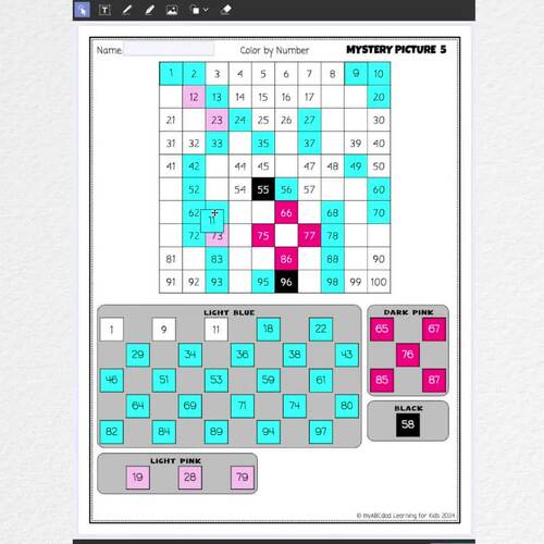 100s Chart Easter Color by Number Mystery Picture Math Activities