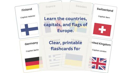 European Countries and Capitals Flashcards | Flags and Capital Cities ...