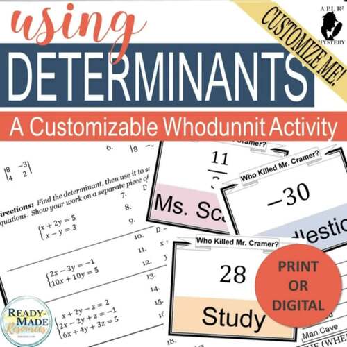Use Determinants to Solve Systems of Linear Equations Mystery Activity ...