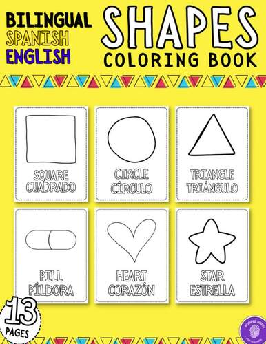 Bilingual Spanish/English 2D Shape Recognition Coloring Book For ...