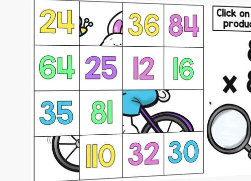 Easter Mystery Picture Multiplication Fact Fluency Practice Math Boom Cards