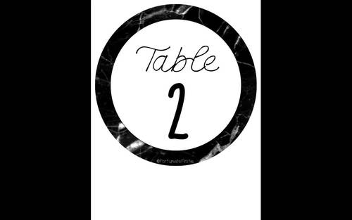 Table Signs- Black & White Marble by Fortunate Firstie | TpT